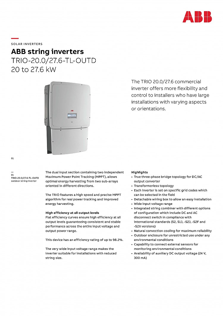 ABB 제품-Inverter (20.0kW/27.6kW) > PV Module | INI R&C